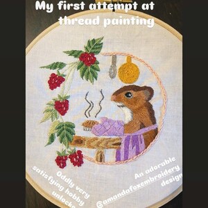 Baking Mouse Thread Painting Pattern, Cute Cottagecore Embroidery ...