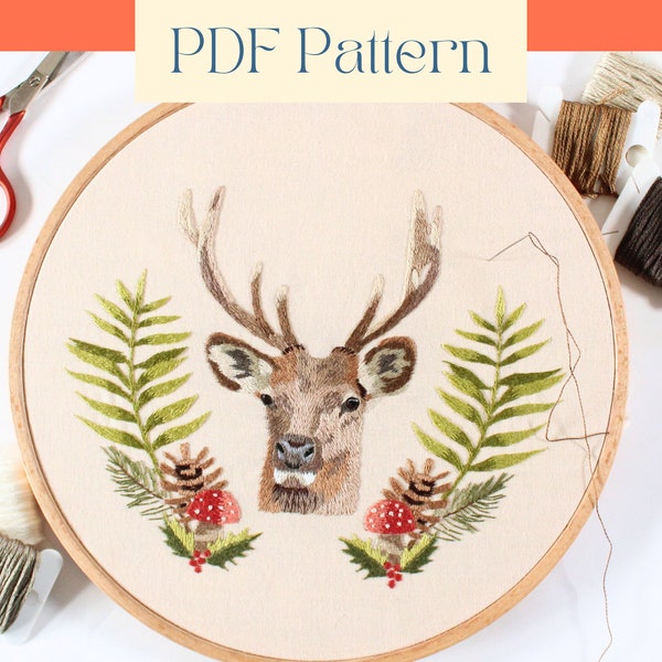 Deer Embroidery - Etsy
