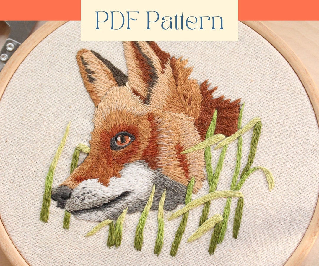 Fox Embroidery Pattern, Thread Painting Tutorial, Needle Painting ...