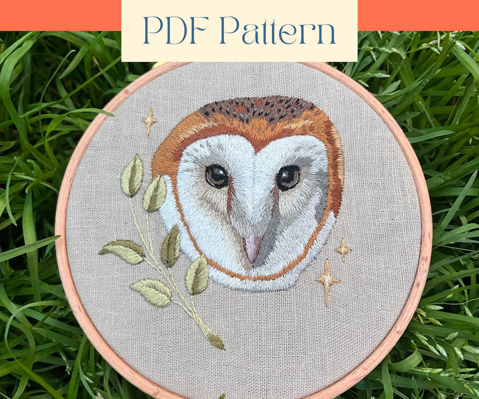Barn Owl Embroidery Pattern Thread Painting Pattern Needle - Etsy