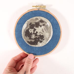 Realistic Full Moon Embroidery Pattern: Thread Painting (PDF Pattern ...