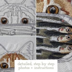 Orange Tabby Cat Embroidery Pattern Animal Thread Painting Embroidery ...