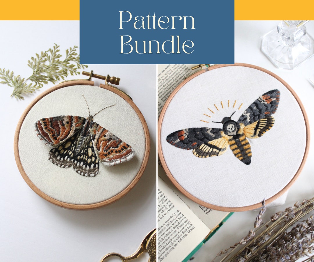 Moth Embroidery Design, Thread Painting Embroidery Pattern, Insect ...
