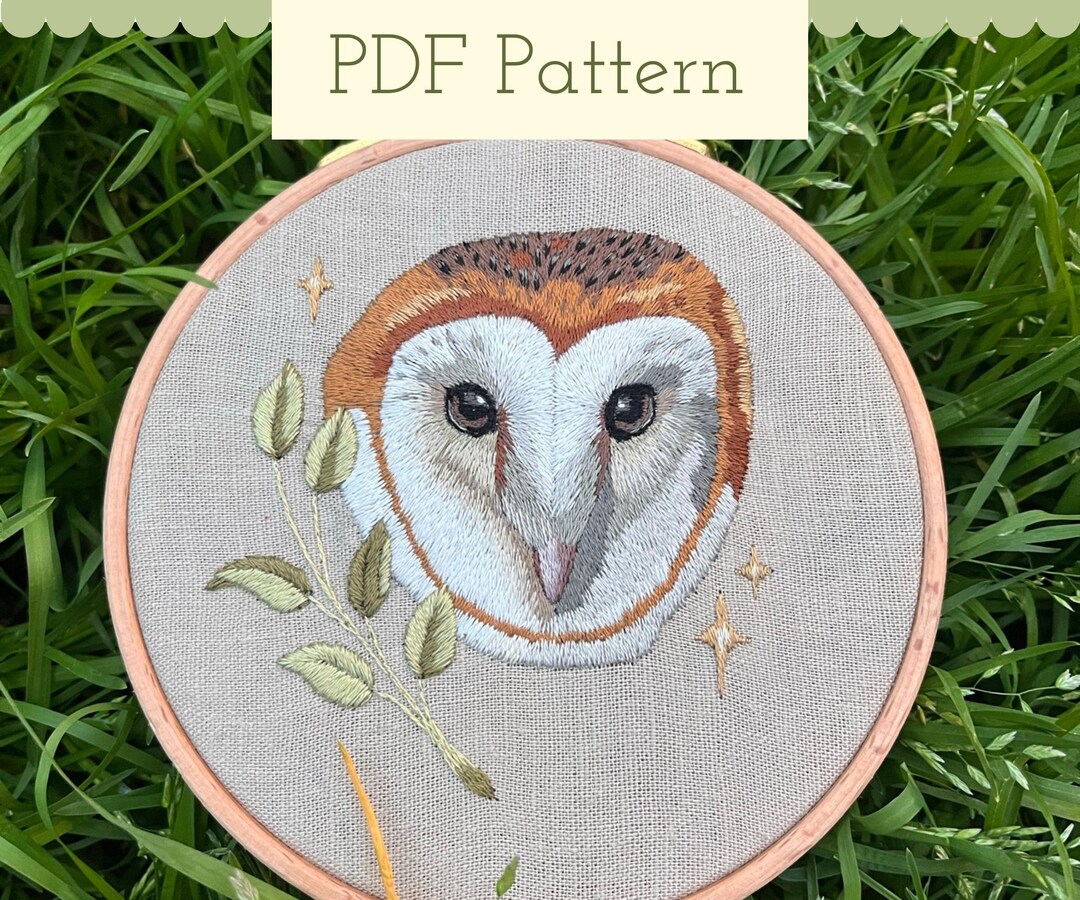 Barn Owl Embroidery Pattern, Thread Painting Pattern, Needle Painting ...