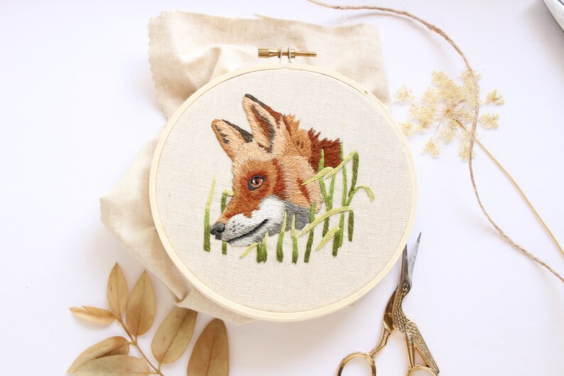 Fox Embroidery Pattern Thread Painting Tutorial Needle - Etsy