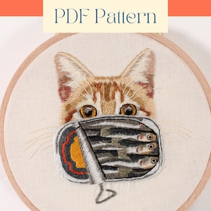 Orange Tabby Cat Embroidery Pattern Animal Thread Painting Embroidery ...
