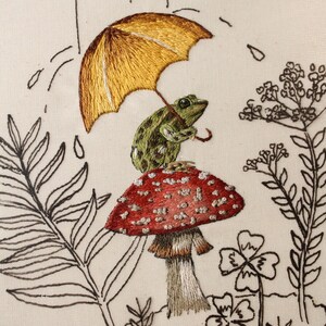 Frog and Mushroom Embroidery Pattern PDF, Woodland Thread Painting ...