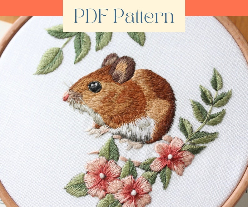 Mouse Embroidery Thread Painting Pattern for Beginners - Etsy