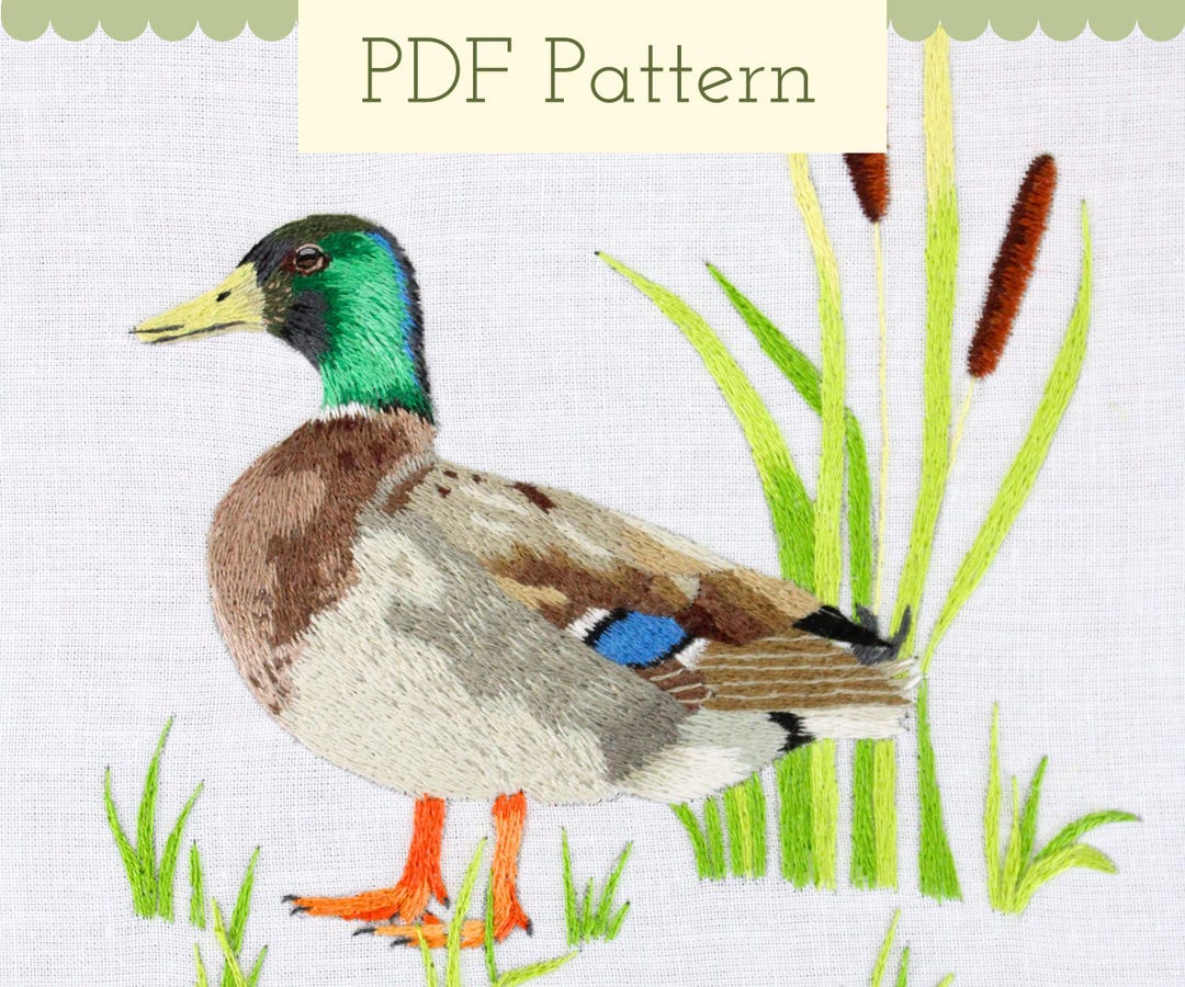 Mallard Duck Embroidery Pattern PDF – Hand Embroidered Bird Design ...