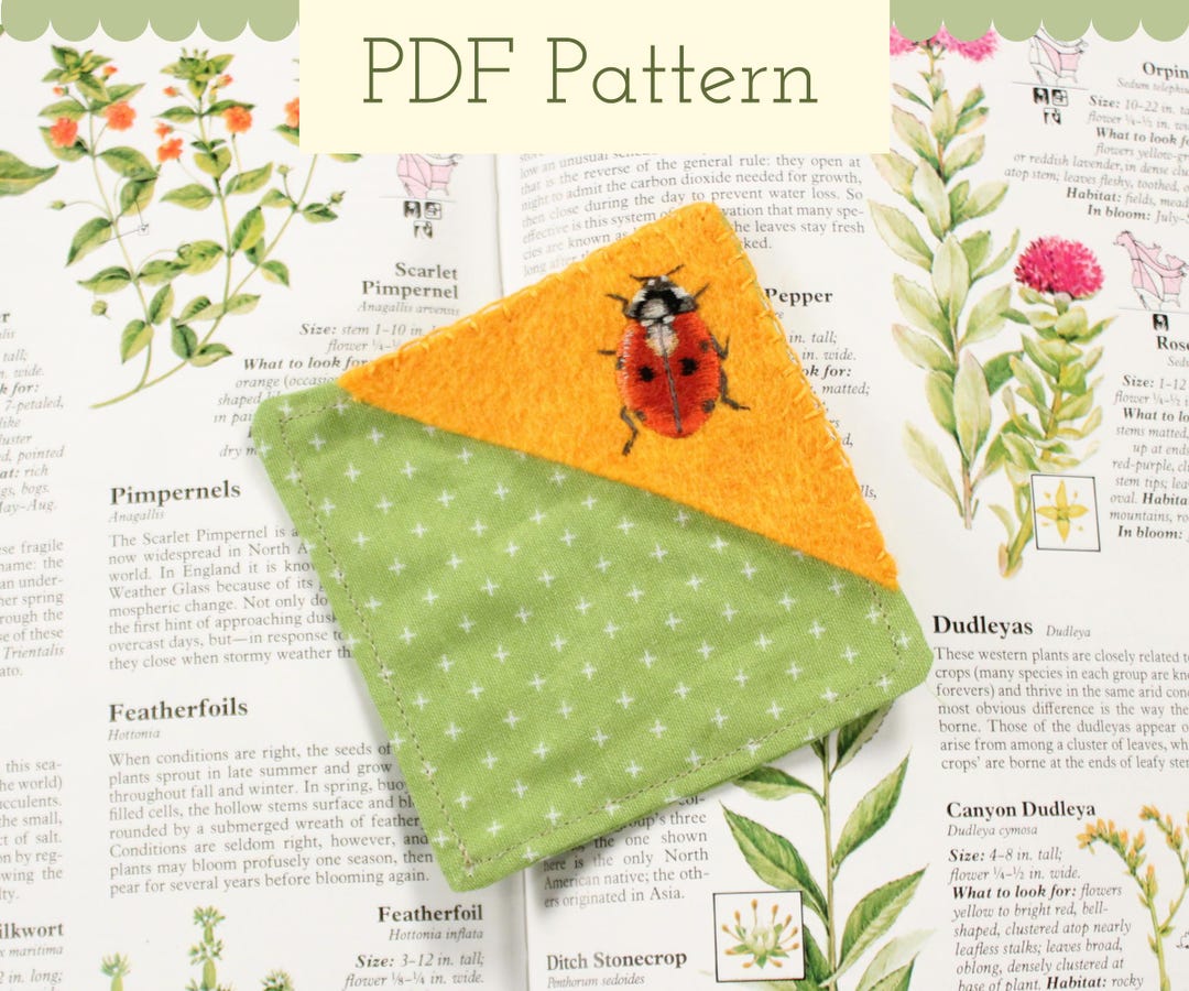 Ladybug Bookmark Embroidery Pattern, DIY Felt Book Corner Gift for ...