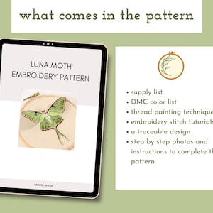 Luna Moth Embroidery Pattern, Stumpwork Embroidery Pattern, 3D Insect ...