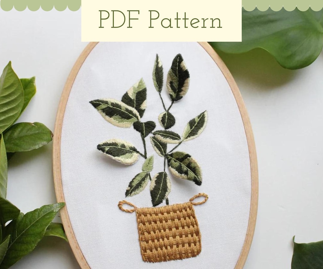 Thread Painting Pattern, Ficus House Plant, 3D Stumpwork Pattern ...