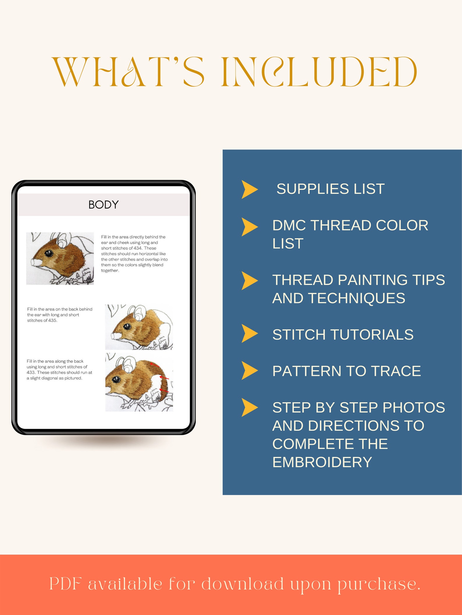 Mouse Thread Painting Pattern Cottagecore Embroidery Design - Etsy