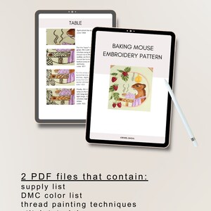 Baking Mouse Thread Painting Pattern, Cute Cottagecore Embroidery ...