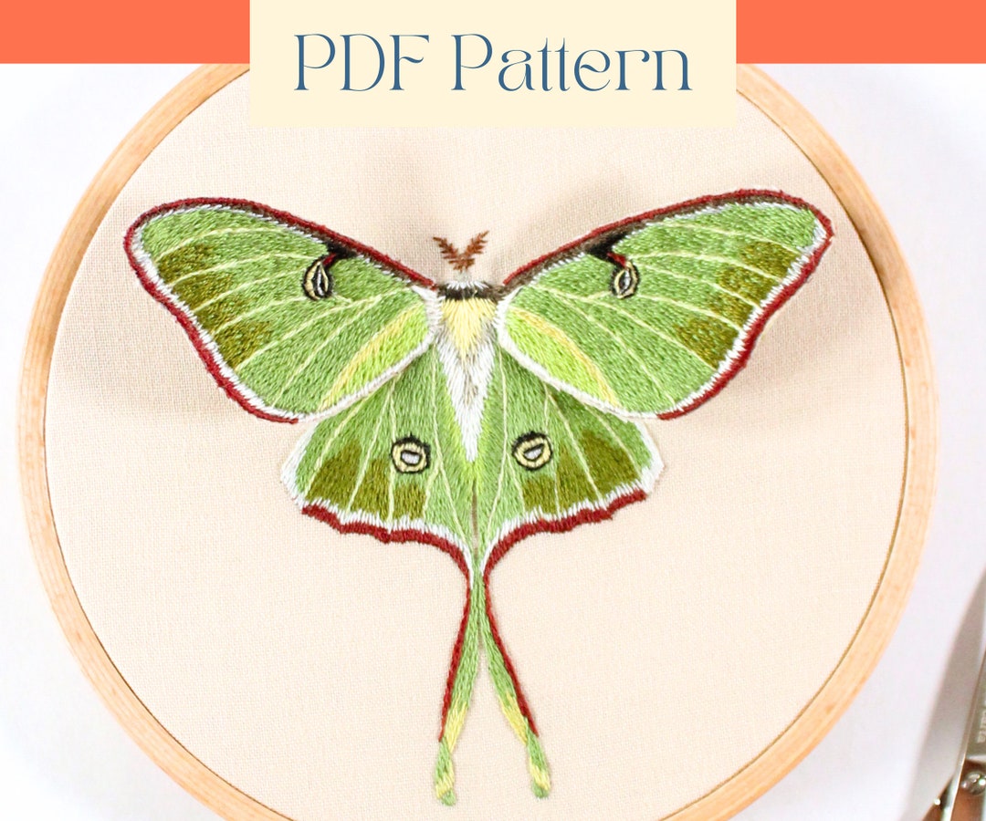 Luna Moth Embroidery Pattern, Stumpwork Embroidery Pattern, 3D Insect ...