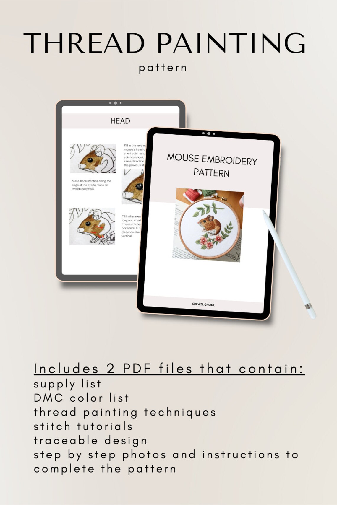 Mouse Thread Painting Pattern Cottagecore Embroidery Design - Etsy