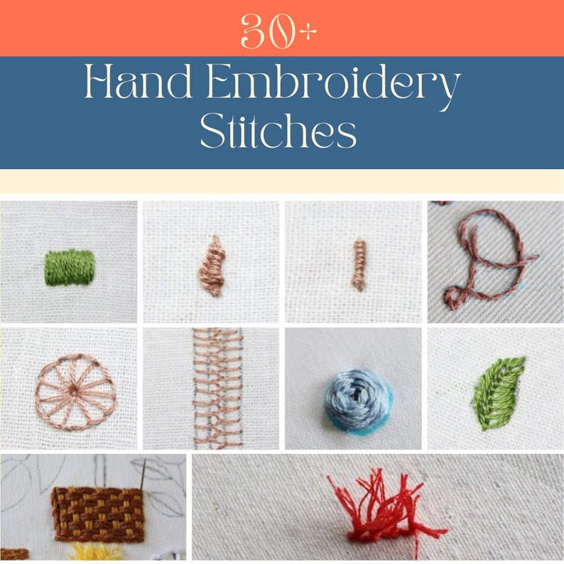 30 Hand Embroidery Stitches Guide Printable PDF - Etsy