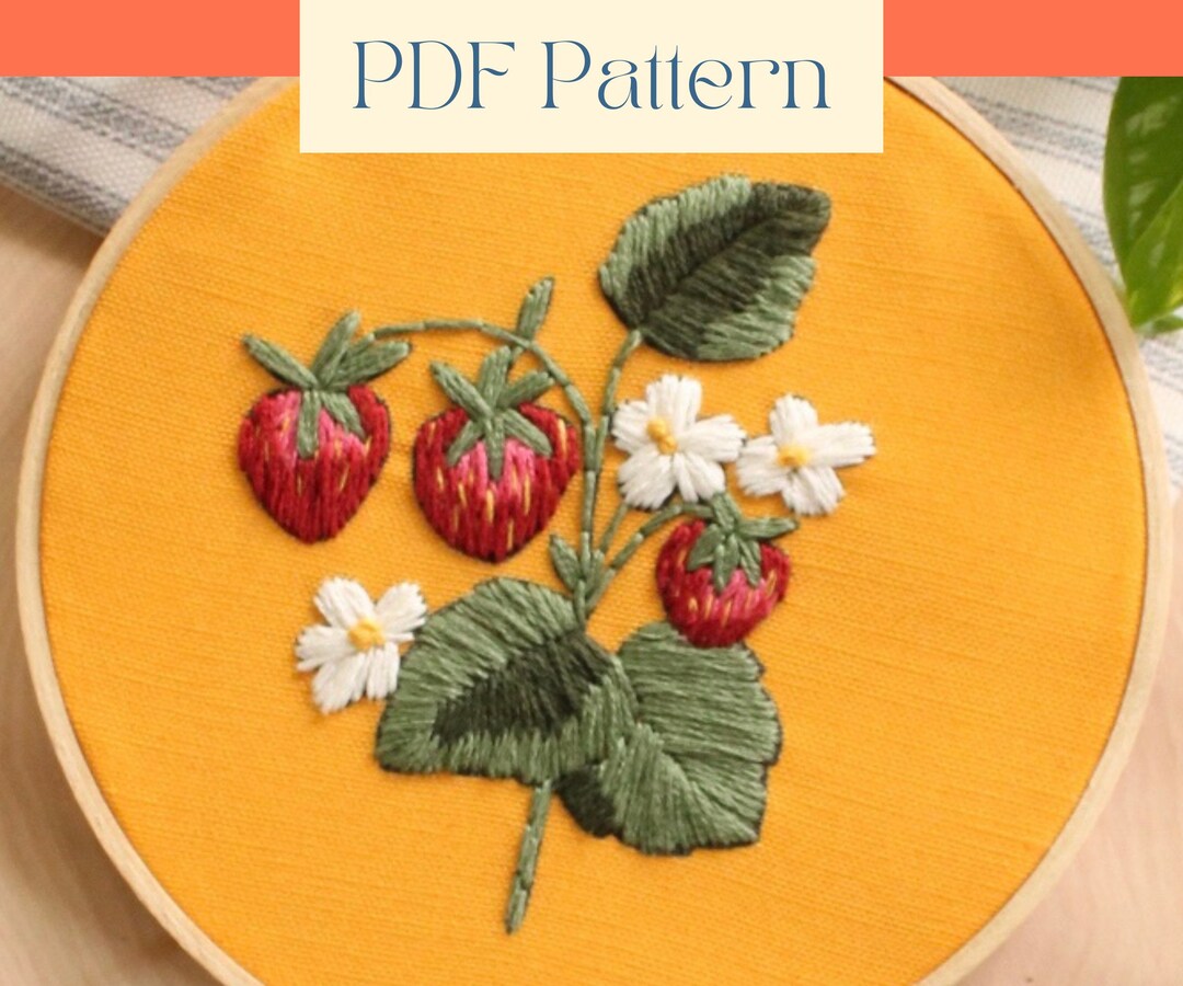 Strawberry Embroidery Pattern PDF Beginner - Etsy
