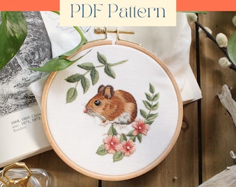 Baking Mouse Thread Painting Pattern, Cute Cottagecore Embroidery ...