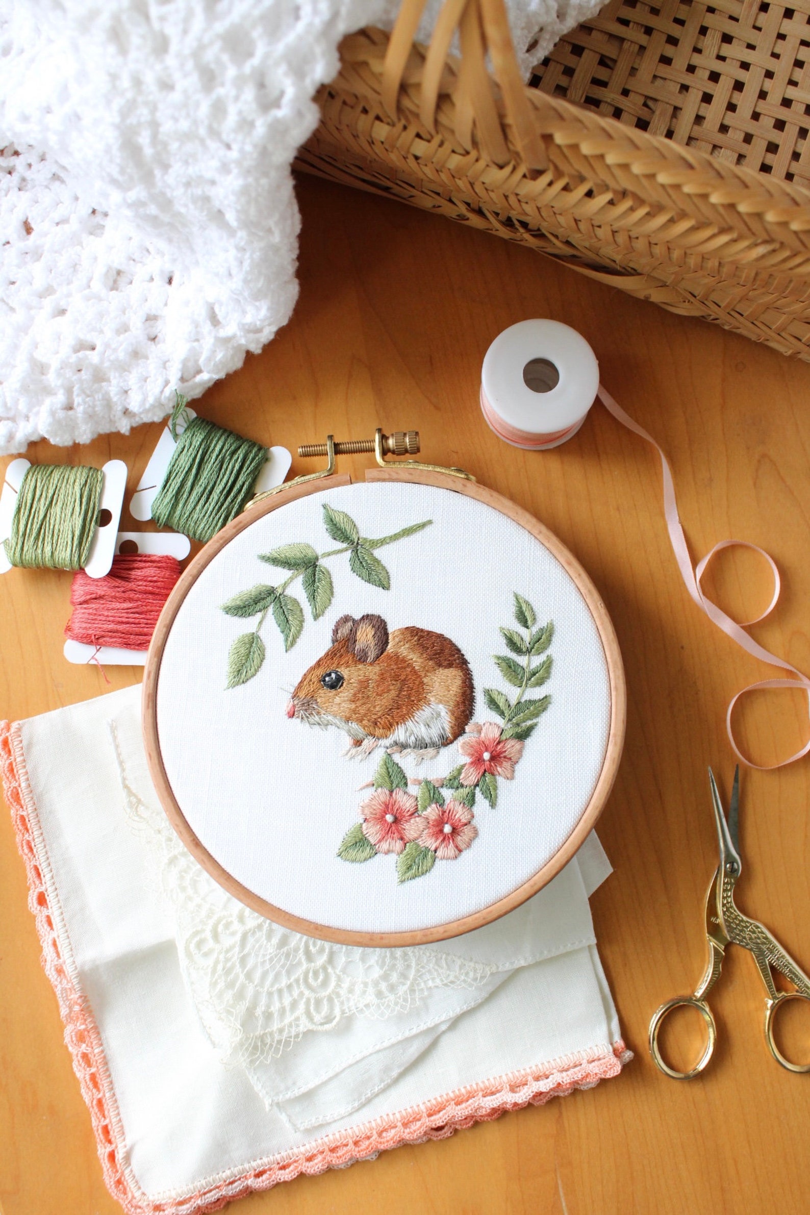 Mouse Thread Painting Pattern Cottagecore Embroidery Design - Etsy