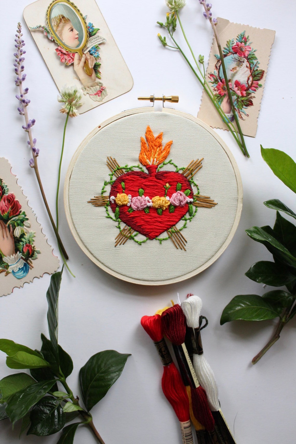 Sacred Heart Embroidery Pattern PDF Sacred Heart Stitch | Etsy