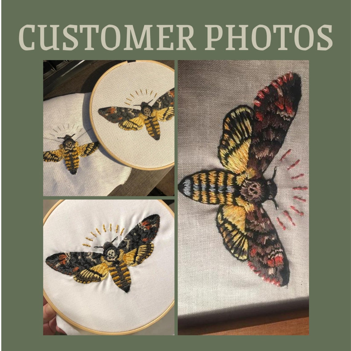 Deaths Head Hawk Moth Hand Embroidery Pattern Thread Painting - Etsy ...