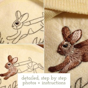Leaping Rabbit Thread Painting Pattern - Bunny Embroidery Design for ...