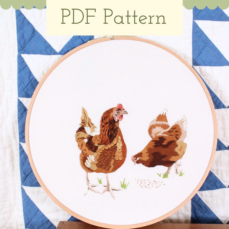 Chicken Embroidery - Etsy