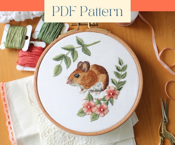 Mouse Thread Painting Pattern Cottagecore Embroidery Design - Etsy