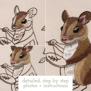 Embroidering Mouse Thread Painting Pattern, Cute Animal Needle Painting ...