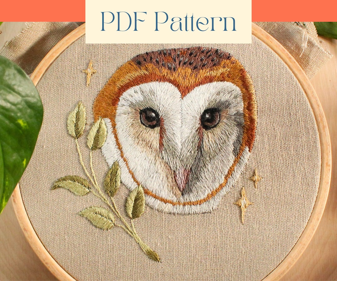 Barn Owl Embroidery Pattern, Thread Painting Pattern, Needle Painting ...