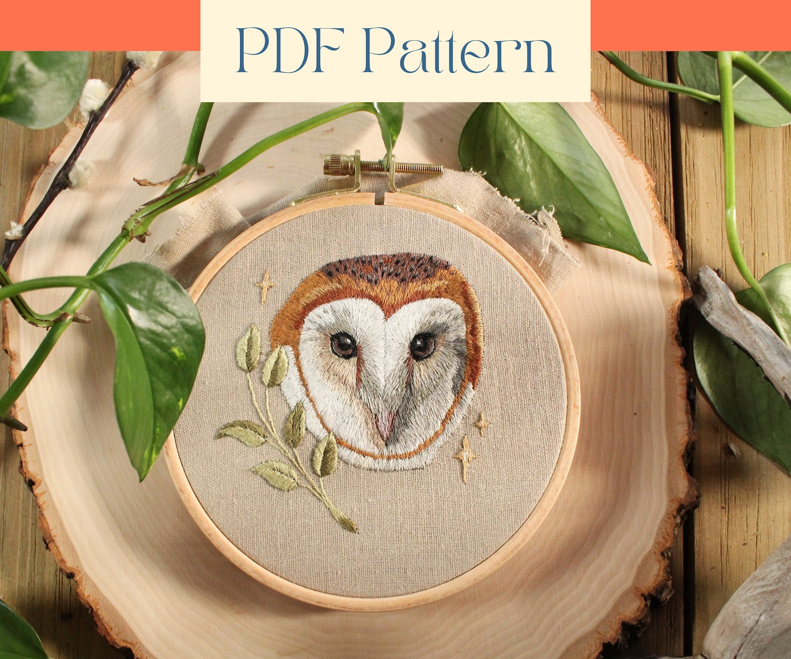 Barn Owl Embroidery Pattern Thread Painting Pattern Needle - Etsy
