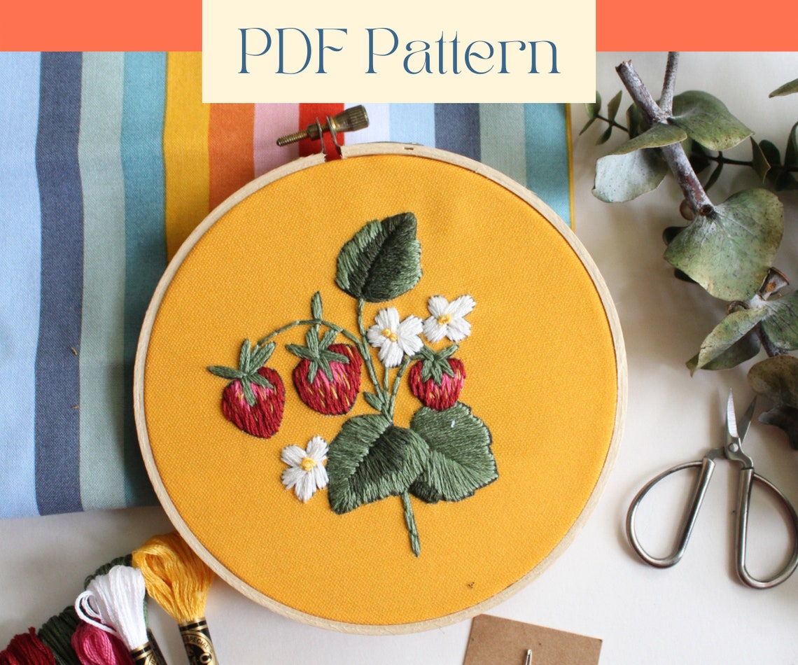 Strawberry Embroidery Pattern PDF Beginner - Etsy