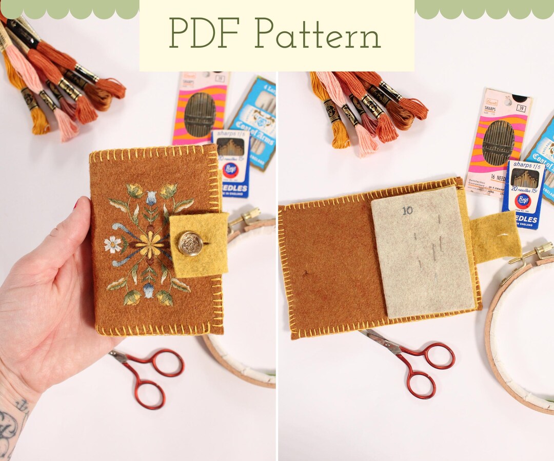 Felt Needle Book Pattern: Floral Embroidery Travel Case (PDF Pattern ...