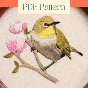 Bird Hand Embroidery Pattern, Thread Painting PDF - Etsy