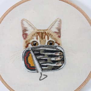 Orange Tabby Cat Embroidery Pattern Animal Thread Painting Embroidery ...