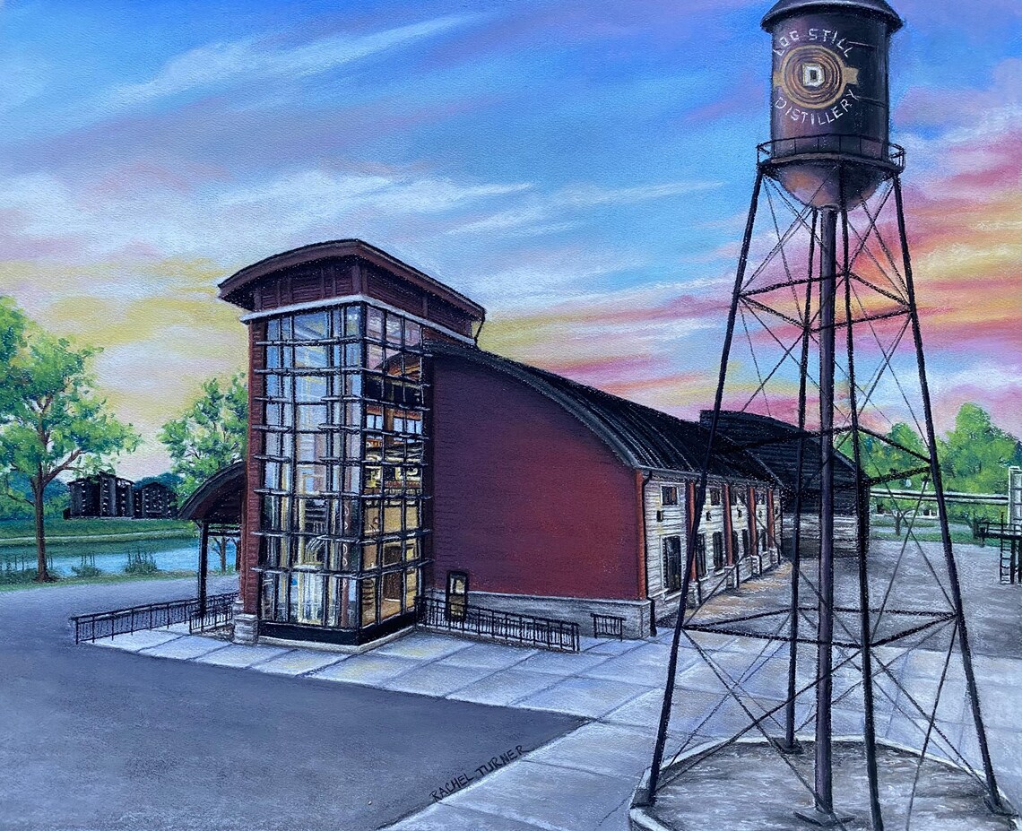 Log Still Bourbon Distillery Chalk Pastel Print - Etsy