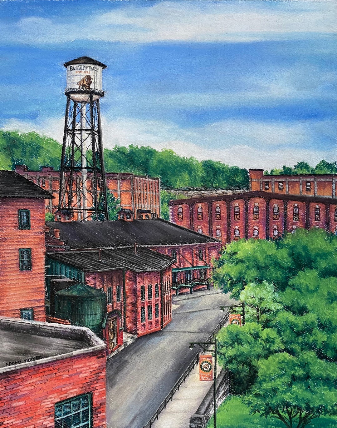 Buffalo Trace Distillery Chalk Pastel Fine Art Print; Pappy Kentucky ...