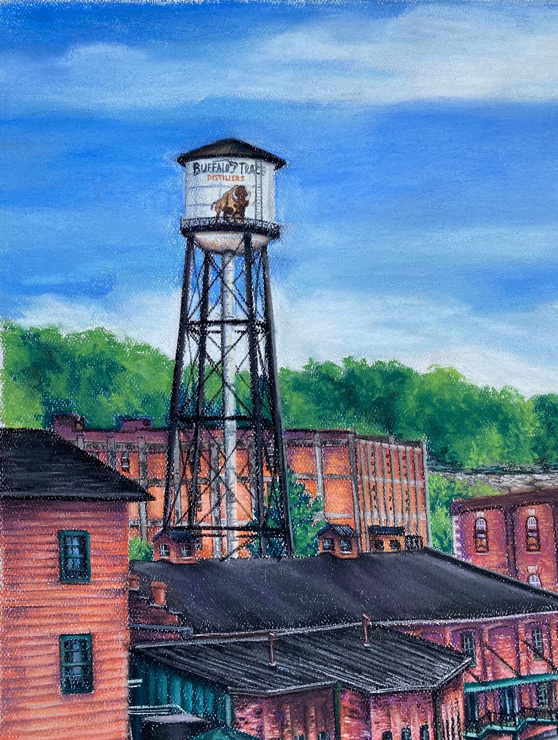 Buffalo Trace Distillery Chalk Pastel Fine Art Print Pappy | Etsy