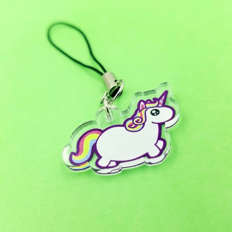 Chubby Unicorn Cell Phone Charm Kawaii Rainbow Fat Pony Cell | Etsy