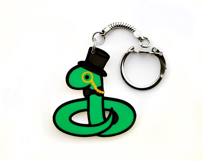 Dapper Snake With a Top Hat Monocle and Bow Tie Keychain, Cute Snake ...