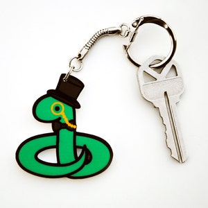 Dapper Snake with a Top Hat Monocle and Bow Tie Keychain Cute | Etsy