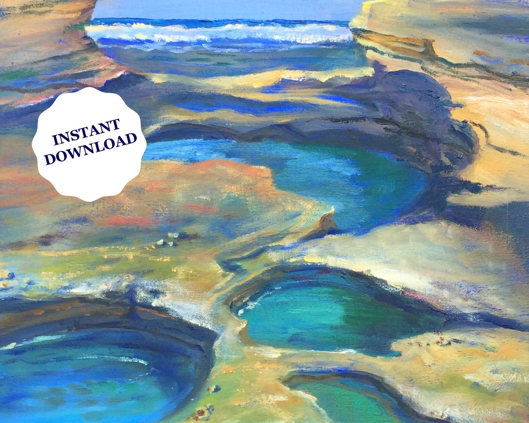 Coastal Printable Art, Rock Pools Art Printable, Digital Download ...