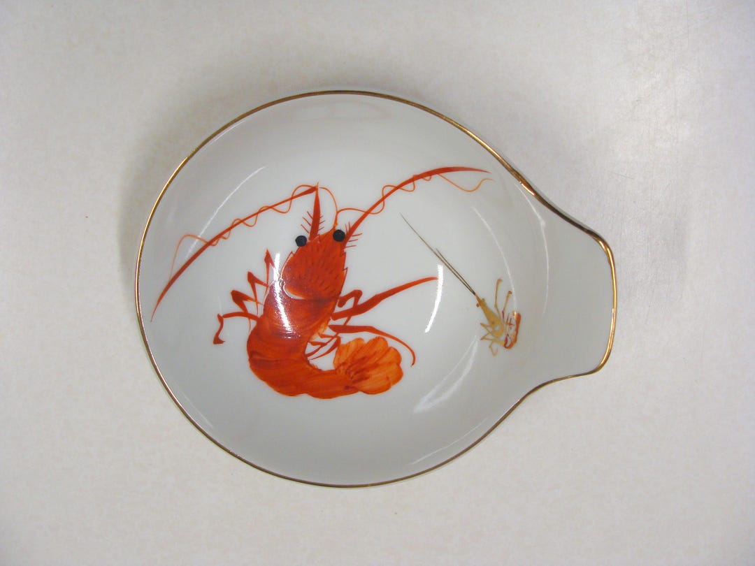 Rare MCM Hand Painted Prawn Tabbed Porcelain Bowl Made in Japan, Not ...