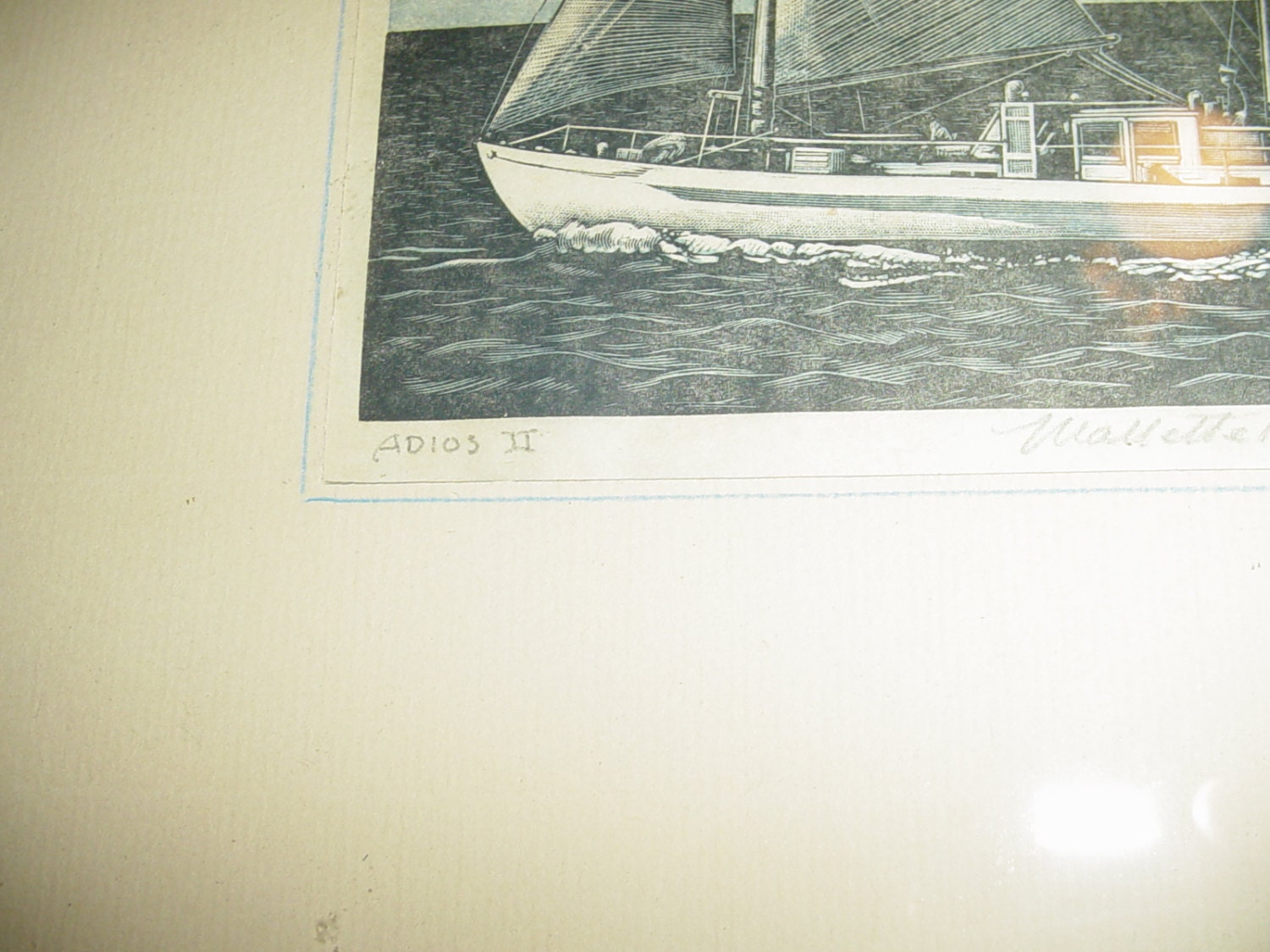 Original 1954 Harold Mallette Dean Signed Woodblock Print, Adios II ...