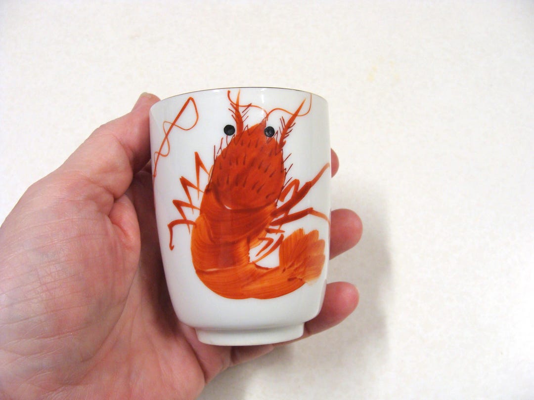 Rare MCM Hand Painted Prawn Porcelain Cup Made in Japan, Not Marked YY ...