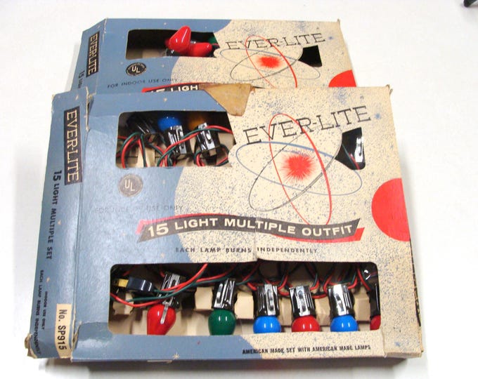 Wow, 2 Sets of Ever-lite 15 Light Christmas Lights in Original Boxes ...
