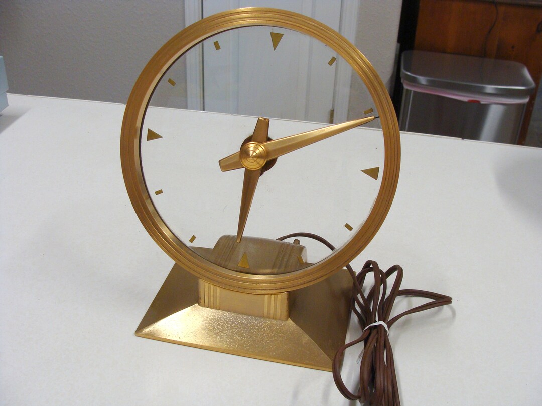 Haddon Golden Vision MCM Clock With Light. Very Cool Art Deco Mystery ...