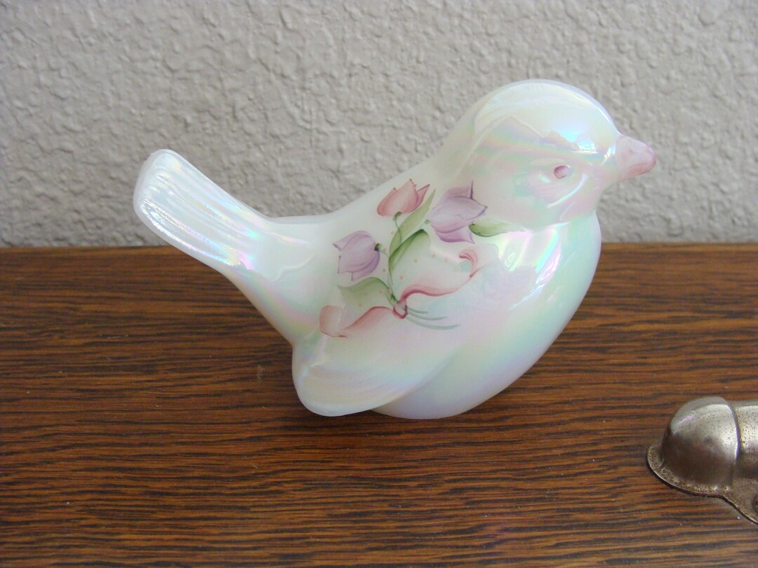 Lovely Little Fenton White Luster Hand Painted Bird Signed on - Etsy