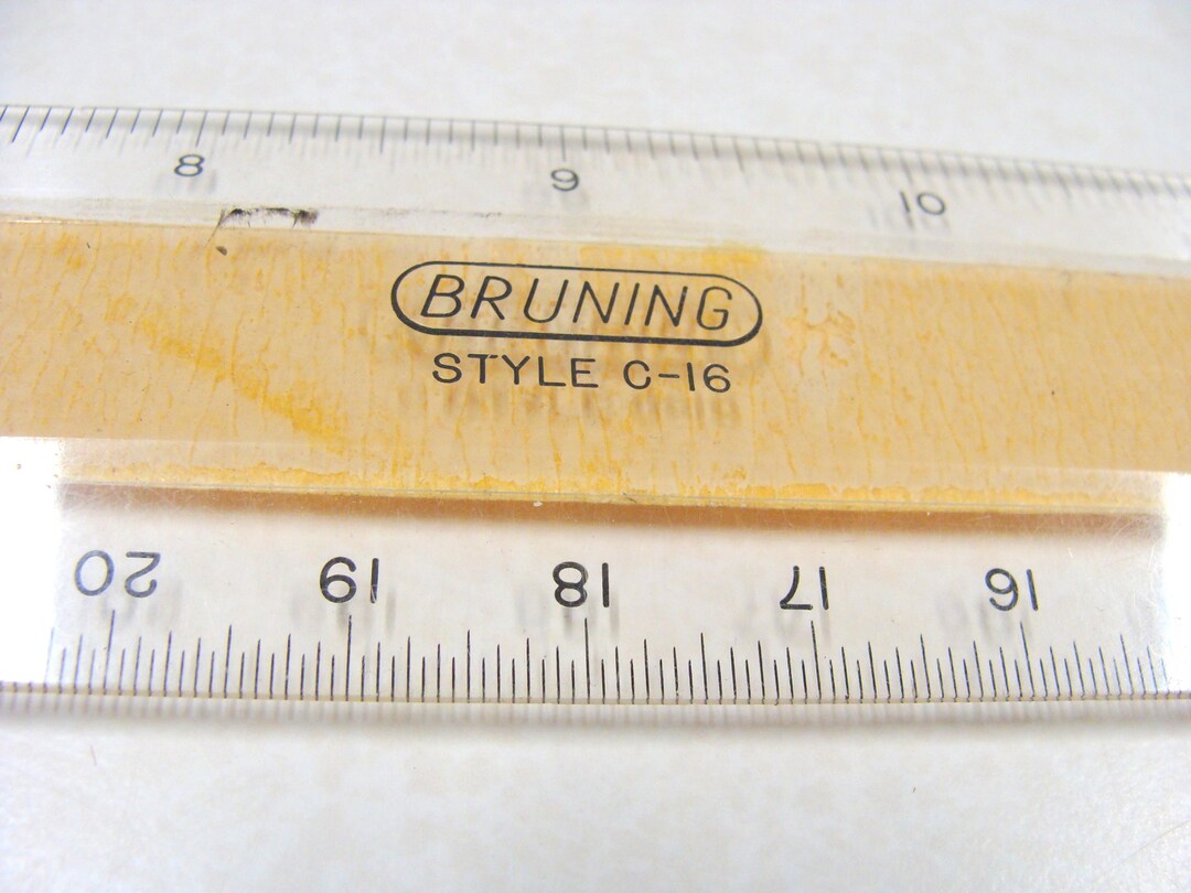 18'' Clear Bruning Drafting Machine Scale Style C-16, Full 1/2 Size to ...